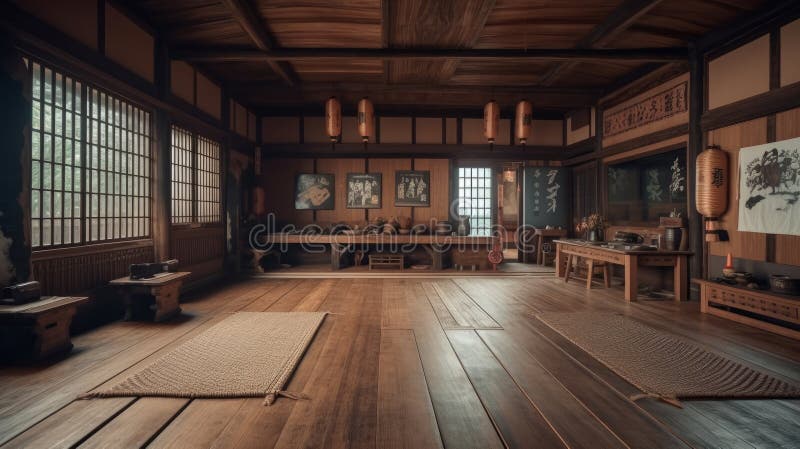 Traditional Japanese Style Dojo. Generative AI Stock Illustration ...