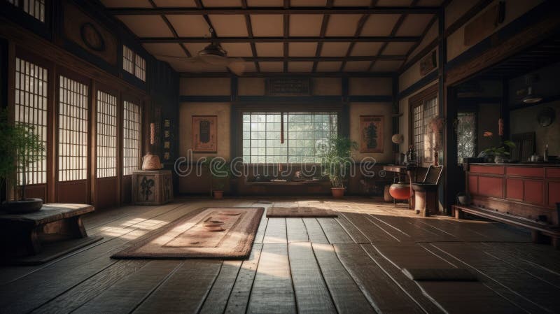 Traditional Japanese Style Dojo. Generative AI Stock Illustration ...