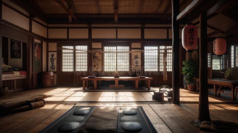 Traditional Japanese Style Dojo. Generative AI Stock Illustration ...