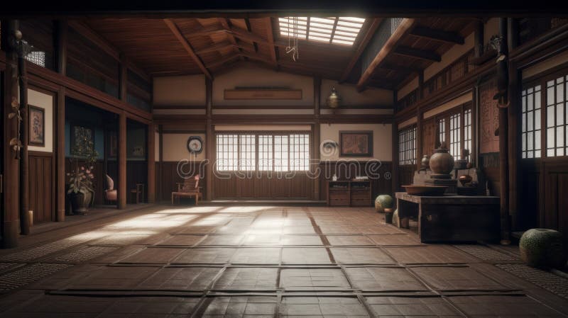 Traditional Japanese Style Dojo. Generative AI Stock Illustration ...