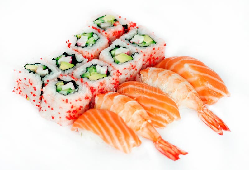 Traditional Japanese Sushi And Maki Stock Photo - Image of assortment ...