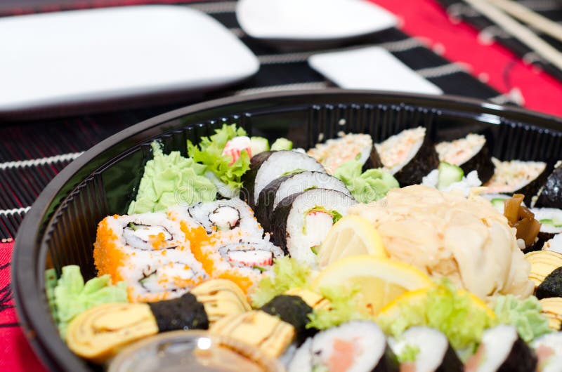 Traditional Japanese sushi stock image. Image of bamboo - 39307361