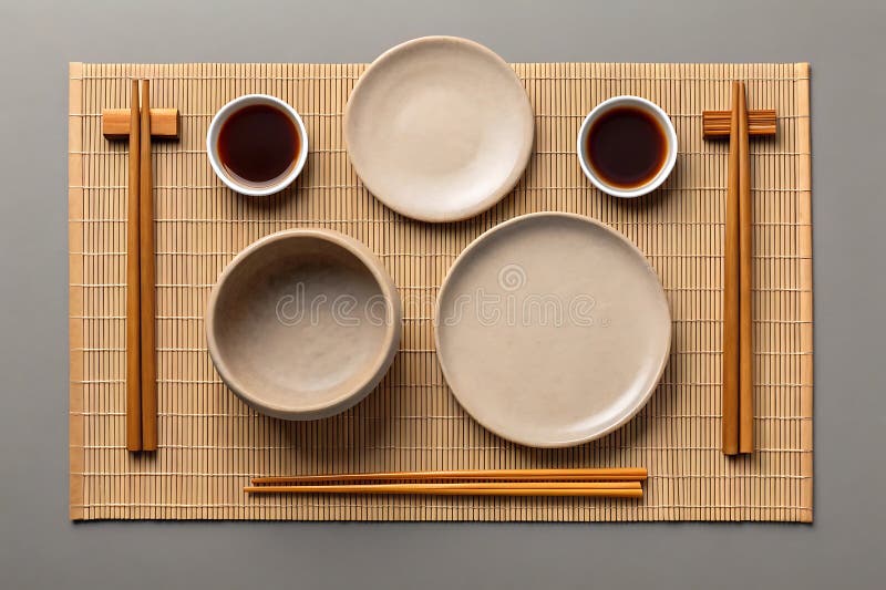 Traditional Japanese Sushi Table Setting with Elegant Aesthetic Design ...