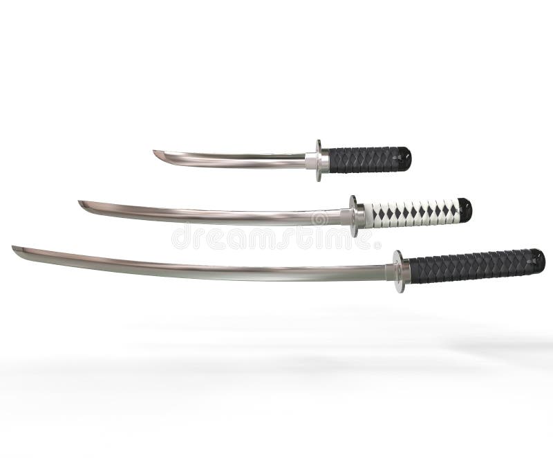 Traditional Japanese Swords - Isolated on White Stock Image - Image of ...