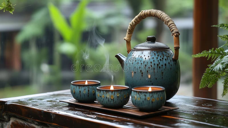 Traditional Japanese Tea Set with a Japanese Feel Stock Photo - Image ...