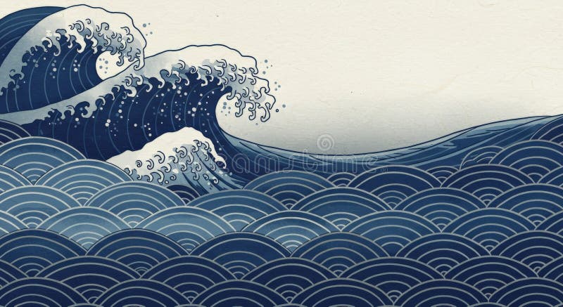 Traditional Japanese Wave Pattern Stock Illustration - Illustration of ...