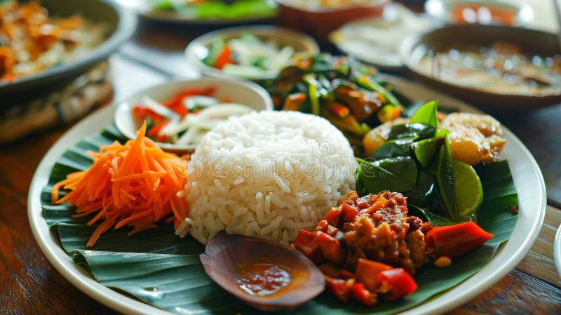Traditional Javanese Risttafle, Rice Served with Some Traditional ...
