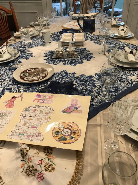 Traditional Jewish Passover Dinner Table Setting Editorial Stock Image ...
