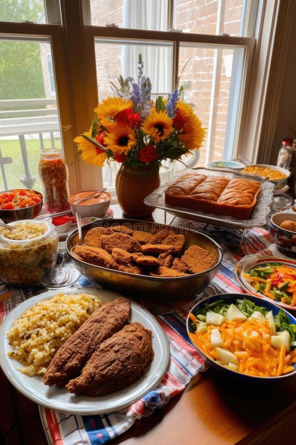 Traditional Juneteenth Food Spread on a Festive Table Stock ...