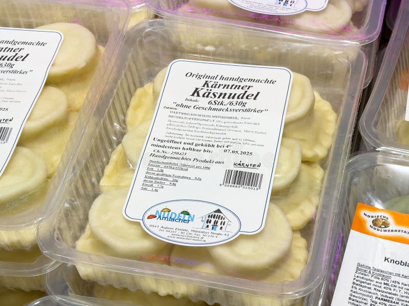 Traditional Käse-nocken Packaging Display with Clear Labeling Editorial ...