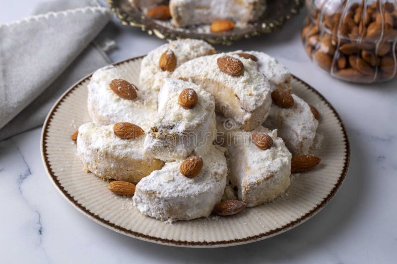 Traditional Kavala Cookies with Almond Stock Image - Image of meal ...