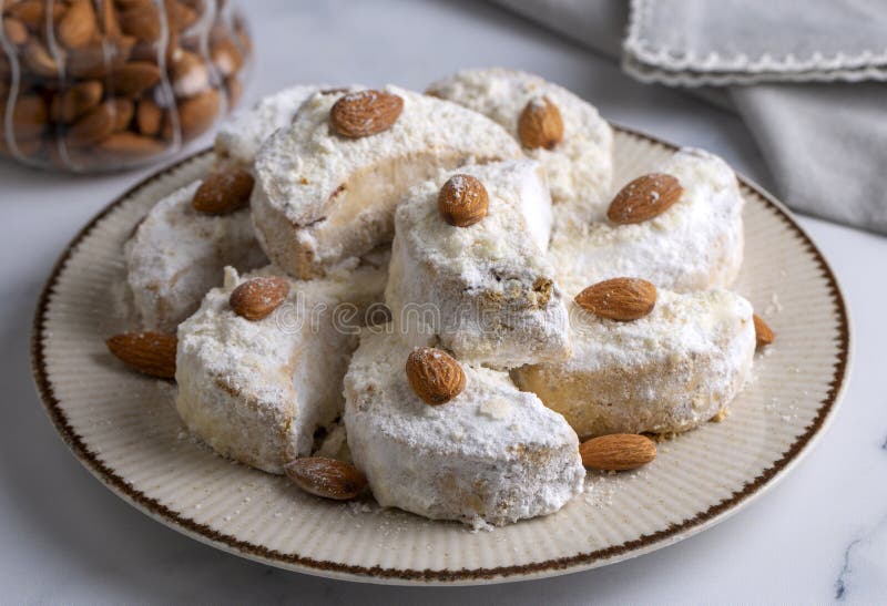 Traditional Kavala Cookies with Almond Stock Image - Image of greece ...