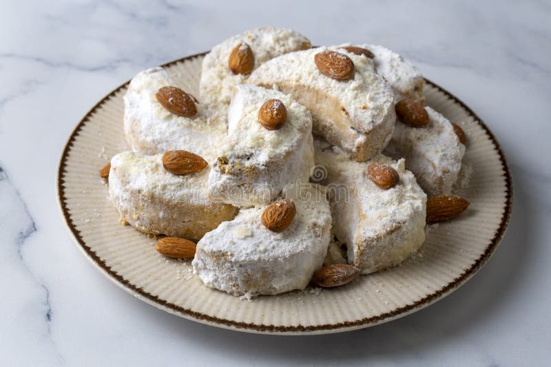 Traditional Kavala Cookies with Almond Stock Photo - Image of cook ...
