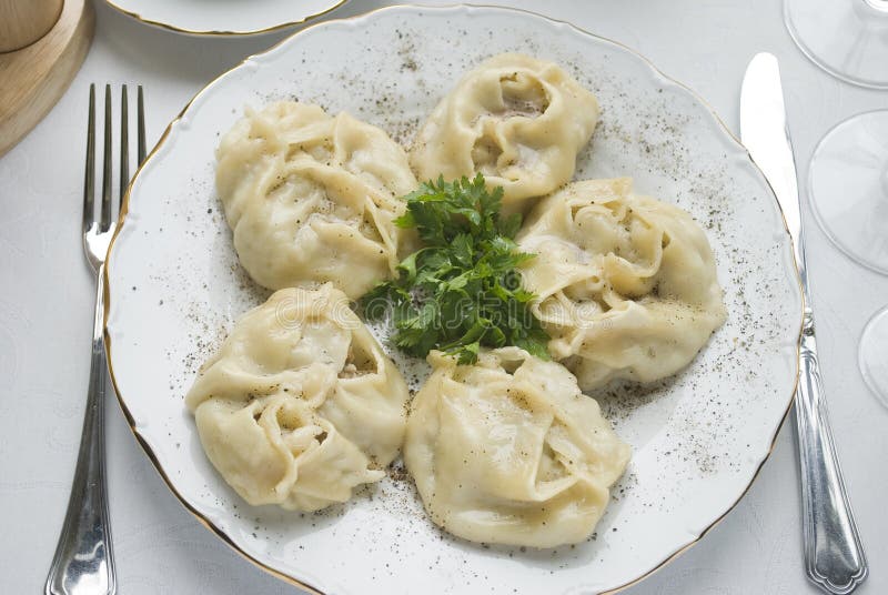 Traditional Kazakh and Uzbek Dish - Manti Stock Photo - Image of uzbek ...