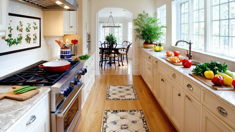 Traditional Kitchen Layout Designed for Functional Cooking and Inviting ...