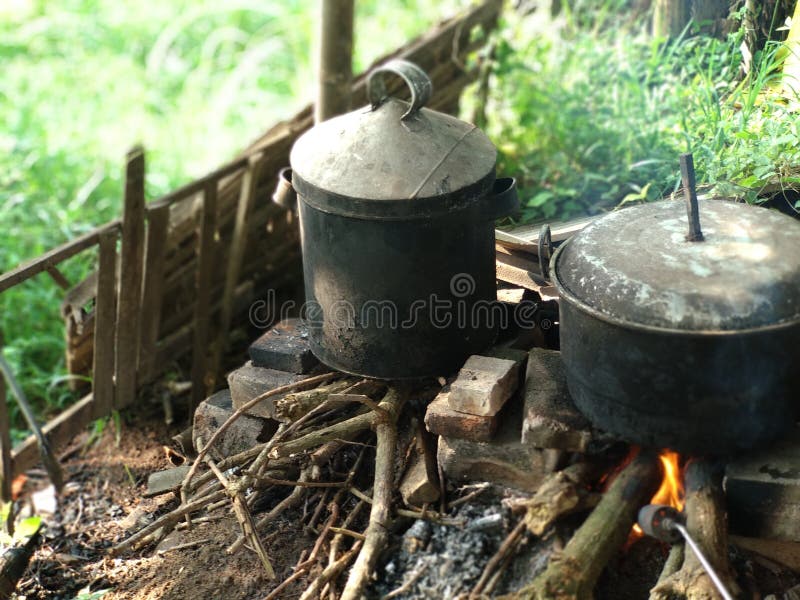 Traditional Kitchen Using Firewood As Fire Power Stock Photo - Image of ...