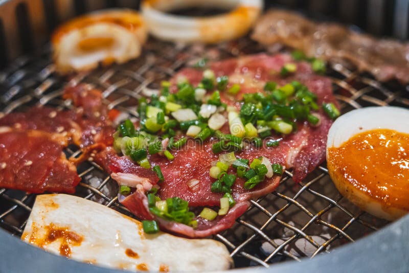 Traditional Korean Beef Barbecue on Charcoal Grill Stock Photo - Image ...