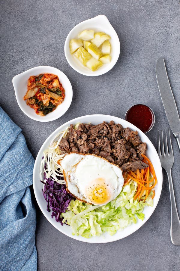 Traditional Korean Bibimbap Stock Image - Image of colorful, overhead ...