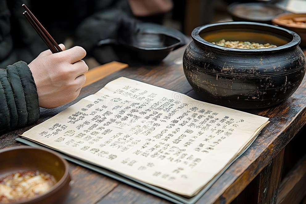 Ancient Chinese Text stock illustration. Illustration of manuscript ...