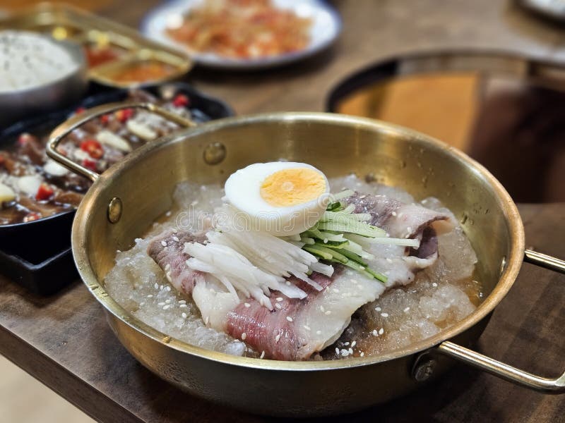Traditional Korean Noodle Pyongyang Naengmyeon Serving in Cold ...