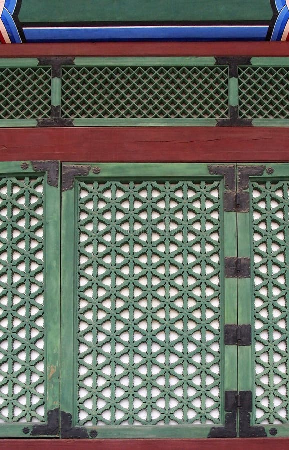 Traditional Korean Pattern on the Window Stock Image - Image of timber ...