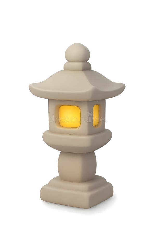 Traditional Korean Stone Lantern with Warm Inner Glow Stock ...