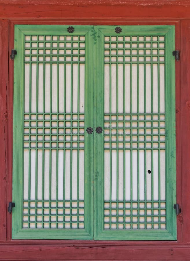 Traditional Korean Wooden Windows Frame Stock Image - Image of ...
