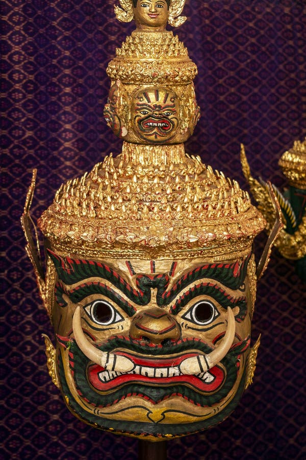 Traditional Lakhon Khol Khmer Masks on Display in Cambodia Stock Photo ...
