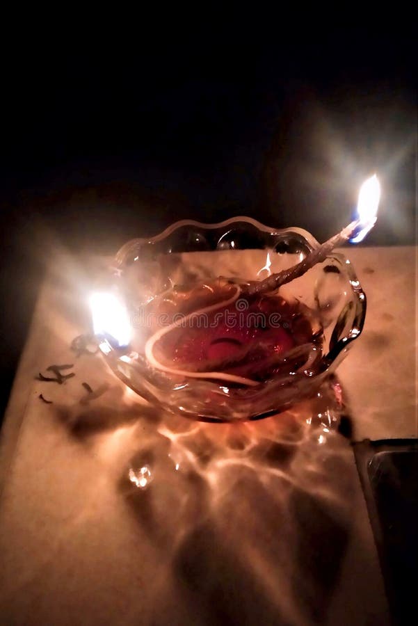 Traditional Lamp Made from Cooking Oil and Rope Wick Stock Image ...