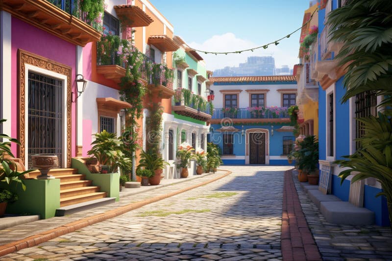 Traditional Latin American Architecture with Stock Illustration ...