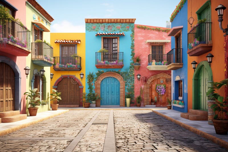 Traditional Latin American Architecture with Stock Illustration ...