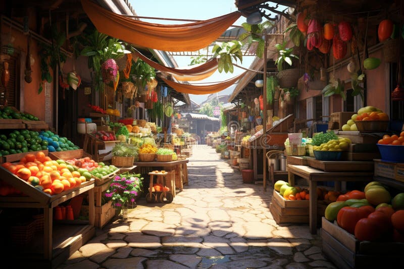 Traditional Latin American Market with Vibrant Stock Illustration ...