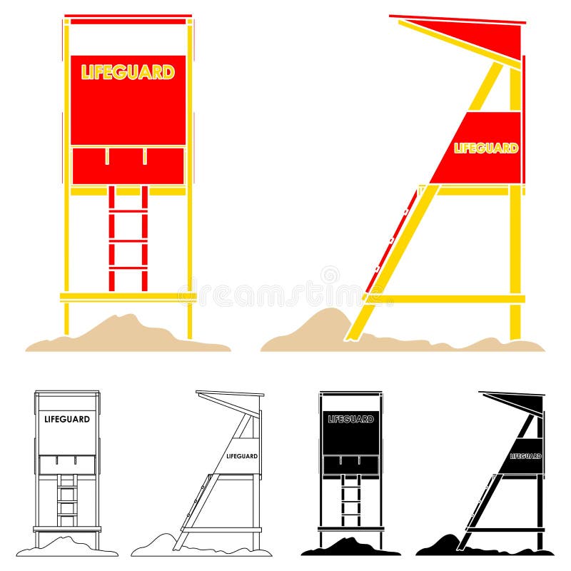 Traditional Life Guard Tower Outline Stock Vector - Illustration of ...