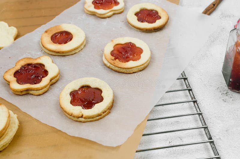 Traditional Linzer Christmas Cookies Filled with Jam. Home Baking Idea ...