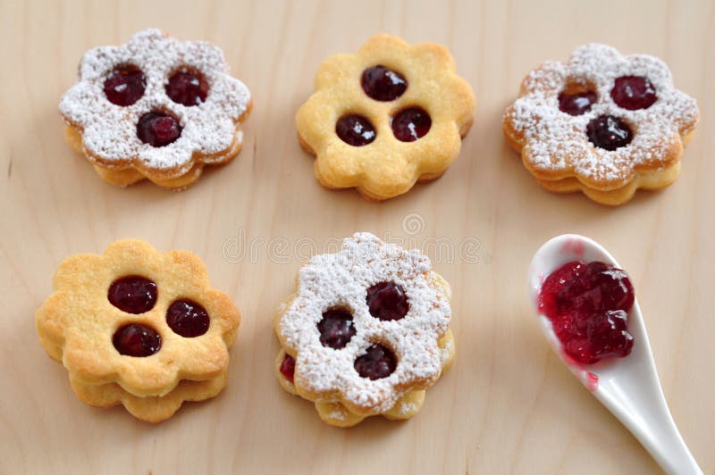 Traditional Linzer Cookies stock image. Image of confectionery - 33138821
