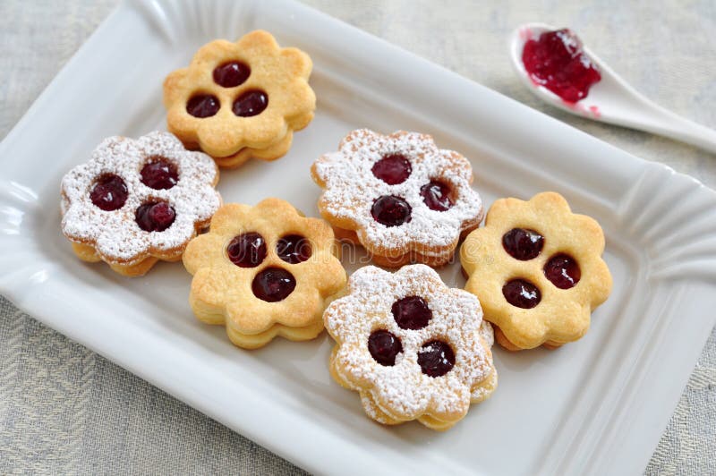 Traditional Linzer Cookies stock image. Image of cranberry - 33138827
