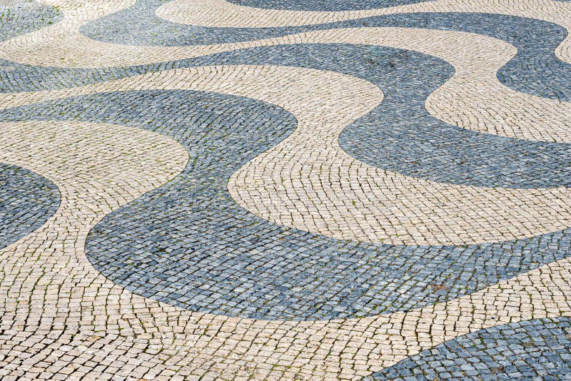 Traditional Lisbon Cobblestone Wave Pattern Stock Image - Image of ...