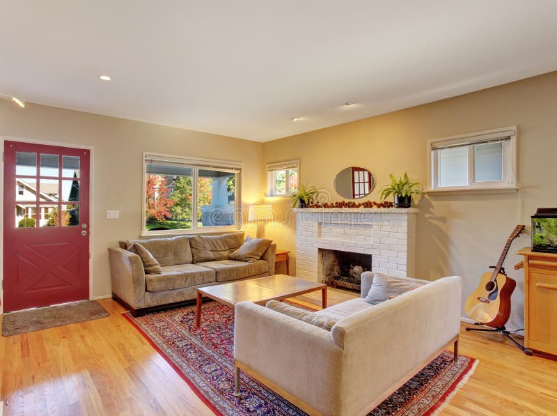 Traditional Living Room with Fireplace. Stock Image - Image of interior ...