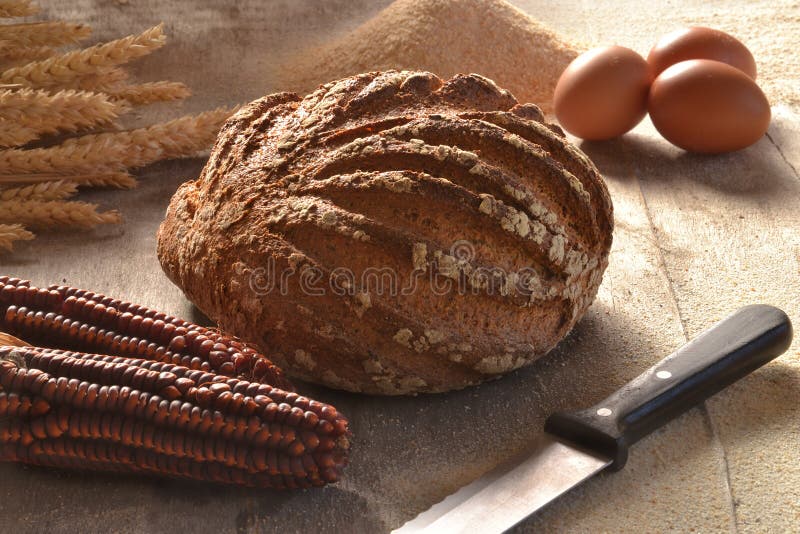 Traditional Loaf of Integral Bread and Egg. Stock Photo - Image of ...
