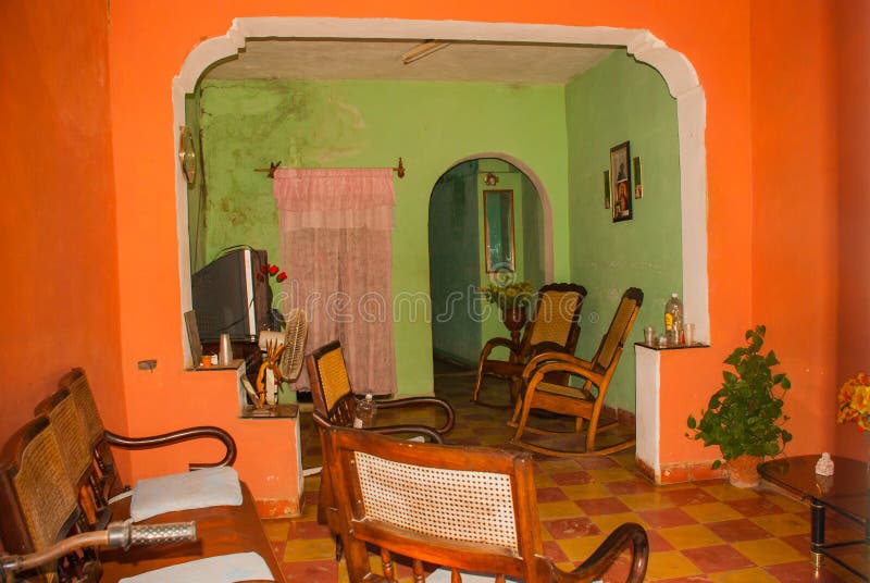 Traditional Local House with Cuban Interior. Cuba Stock Image - Image ...