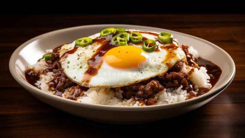 Traditional Loco Moco Breakfast in Hawaii Stock Illustration ...