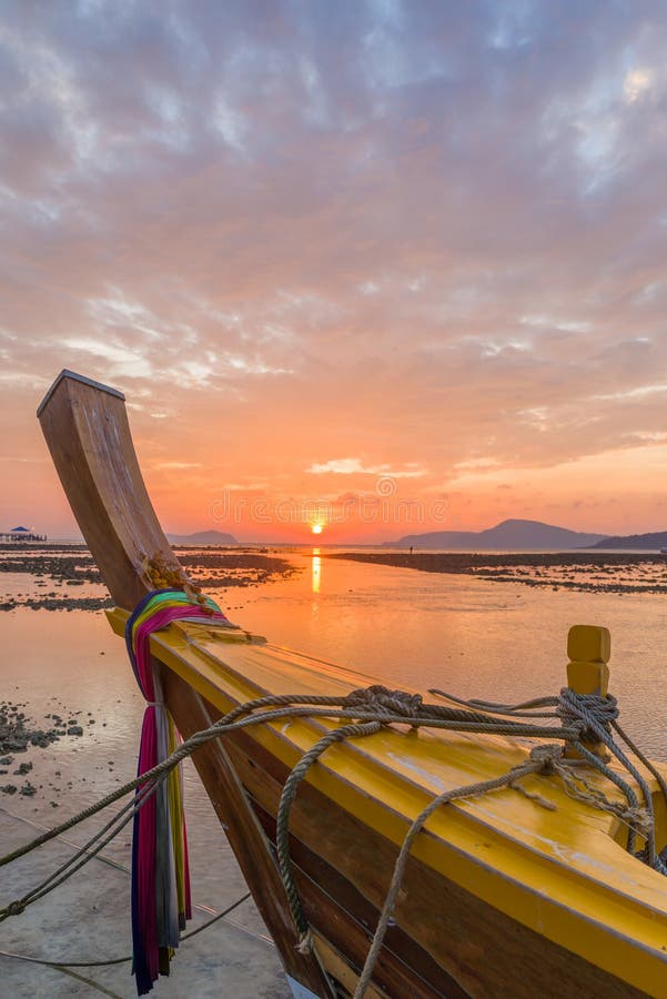 Traditional Long-tail Boat on the Beach in Thailand Stock Image - Image ...