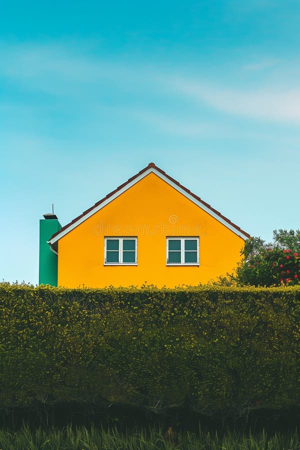A Traditional Looking Yellow House in Suburb Area Stock Image - Image ...