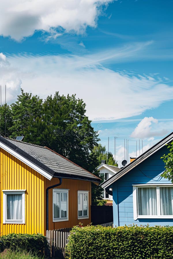 A Traditional Looking Yellow House in Suburb Area Stock Image - Image ...