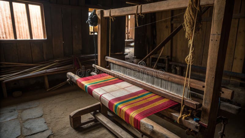 A Traditional Loom with Half-finished Fabric Displaying the Art of ...