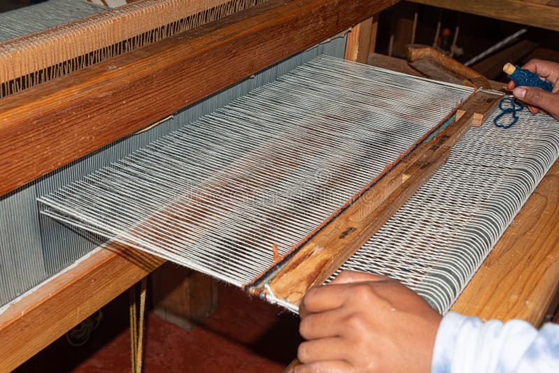 Traditional Loom To Create Original Textiles in Oaxaca, Mexico Stock ...