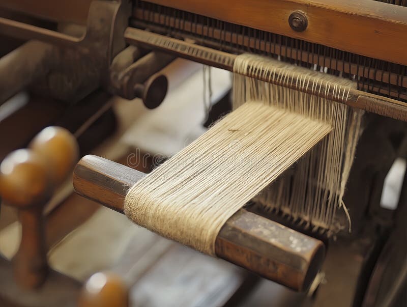 Traditional Loom Weaving Fine Textile in Workshop Setting Stock ...