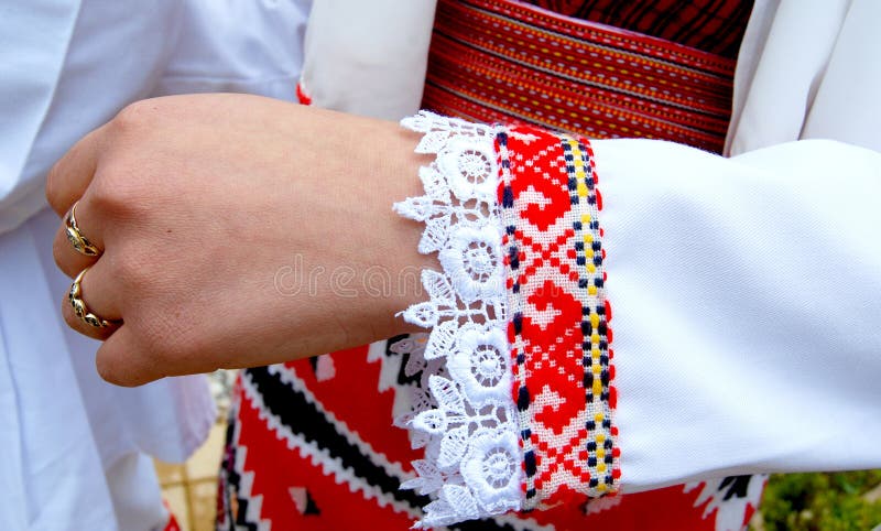 Girl in a Traditional Macedonian Costume, Details Stock Image - Image ...