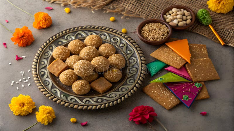 Traditional Makar Sankranti Celebration with Sweets and Decorations ...
