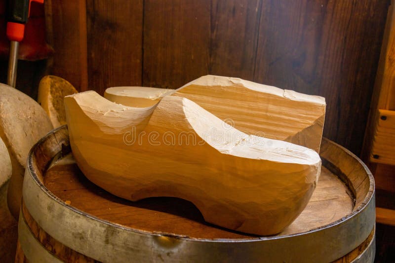 Traditional Making of Dutch Clogs in Holland. Stock Image - Image of ...